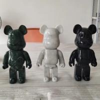 China Fancy Decorative Customized Marble Crafts Violent Bear BearBrick Statue Ornaments Marble for Home Decoration for sale