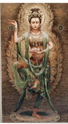 China Handmade Water Jet Mosaic Bodhisattva Mosaic Panel Oriental Sacred Artwork For Wall Decoration for sale