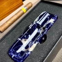 China Brazil Cloisonne Blue Natural Stone Ashtray Custom Size With Sophisticated Design for sale
