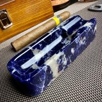 China Brazil Cloisonne Blue Natural Stone Ashtray Custom Size With Sophisticated Design for sale