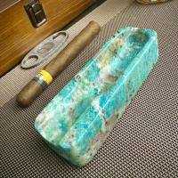 China Brazil Green Stone Ashtray Stone Cigar Ashtray Artistic Heat Resistant for sale