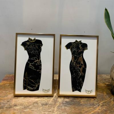 China Exquisite Marble Qipao Art | Handcrafted Natural Stone Vintage Chinese Décor Sculpture for sale