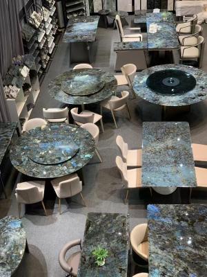 China Italian Blue Emerald Marble Dining Room Table Minimalist Luxury Stone Top For High End Homes for sale