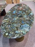 China Italian Blue Emerald Marble Dining Room Table Minimalist Luxury Stone Top For High End Homes for sale