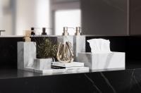 China Arabescato Corchia Stone Soap Dispenser Set Marble Pump Bottles Decorative For Hotels for sale