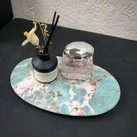 China Brazil Green Durable Round Marble Plate Marble Serving Plate With Modern Style for sale