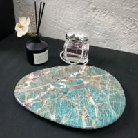 China Brazil Green Durable Round Marble Plate Marble Serving Plate With Modern Style for sale