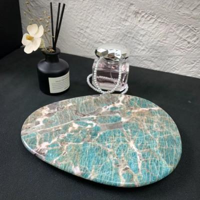 China Brazil Green Durable Round Marble Plate Marble Serving Plate With Modern Style for sale