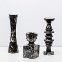 China Natural Nero Margiua Marble Candle Pedestal Custom Craft Marble With Minimalist Design for sale
