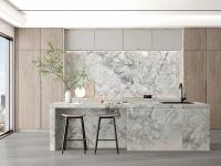 China Brazilian Fish Belly Grey Marble Luxury Stone Book-match Background Feature Wall Luxurious Flooring Stone for sale