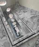 China Brazilian Fish Belly Grey Marble Luxury Stone Book-match Background Feature Wall Luxurious Flooring Stone for sale