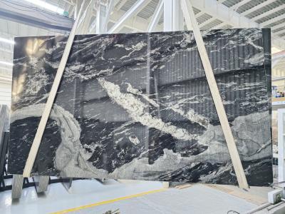 China Brazilian Cosmic Black Marble Luxury Stone Book-match Background Feature Wall Luxurious Flooring Stone for sale