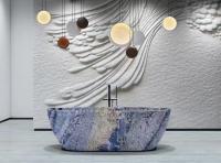 China Brazilian Azul Bahia Marble Luxury Stone Book-match Background Feature Wall Luxurious Flooring Stone for sale