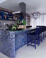 China Brazilian Azul Bahia Marble Luxury Stone Book-match Background Feature Wall Luxurious Flooring Stone for sale