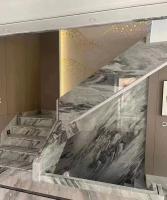 China Italy White Gray Marble Natural For Feature Walls Staircase Flooring Applications for sale