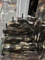 China Brazilian Black Gold Marble Polished Abrasion Resistant For Flooring Applications for sale