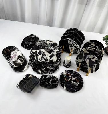 China Bvlgari Black Marble Charger Plate Versatile High Durability Minimalist Sophistication for sale