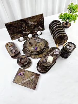 China Italy Canghai Jurassic Marble Stone Plate Marble Dish Tray Scratch Resistant Aesthetic for sale