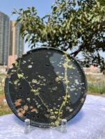 China Luxury Round Marble Plate Plum Wearproof Blossom Jade Marble Tray for sale