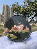 China Luxury Round Marble Plate Plum Wearproof Blossom Jade Marble Tray for sale