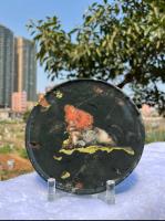 China Luxury Round Marble Plate Plum Wearproof Blossom Jade Marble Tray for sale