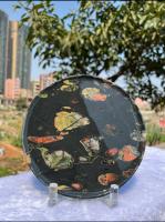 China Luxury Round Marble Plate Plum Wearproof Blossom Jade Marble Tray for sale