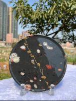 China Luxury Round Marble Plate Plum Wearproof Blossom Jade Marble Tray for sale