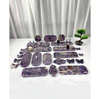 China Brazil Amethyst Marble Tray Versatile Marble Table Tray Sturdy Easy To Clean for sale