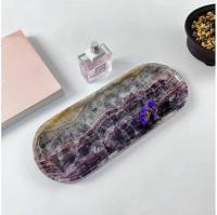 China Brazil Amethyst Marble Tray Versatile Marble Table Tray Sturdy Easy To Clean for sale