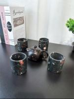 China Plum Blossom Jade Marble Drinking Cups Marble Espresso Cups Durable With Polished Surface for sale