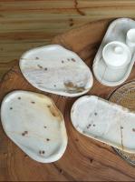China Italy Da Vinci Marble Slab Tray White Marble Circle Tray Durable Corrosion Resistant for sale