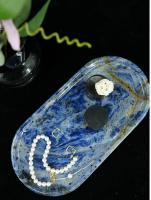 China Brazil Cloisonne Blue Marble Serving Tray Natural Scratch Resistant Elegant for sale