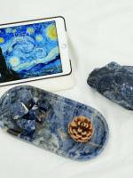 China Brazil Cloisonne Blue Marble Serving Tray Natural Scratch Resistant Elegant for sale