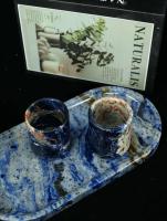 China Brazil Cloisonne Blue Marble Serving Tray Natural Scratch Resistant Elegant for sale