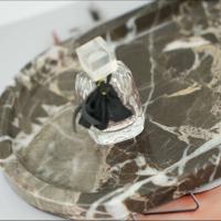 China Gold Inlaid Jade Marble Oval Plate Modern Design For Timeless Elegance for sale