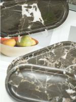 China Gold Inlaid Jade Marble Oval Plate Modern Design For Timeless Elegance for sale