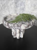 China Italy Bvlgari Purple Marble Round Serving Tray Handcrafted Wear Resistant Marble Jewelry Dish for sale