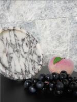 China Italy Bvlgari Purple Marble Round Serving Tray Handcrafted Wear Resistant Marble Jewelry Dish for sale
