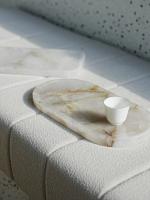 China Iran Blanco Cristallo Marble Serving Dish Polished Surface Heat Resistant for sale