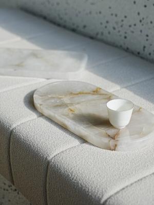 China Iran Blanco Cristallo Marble Serving Dish Polished Surface Heat Resistant for sale