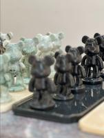 China Aesthetic Custom Marble Statue Marble BearBrick Statue Handcrafted For Luxury Home Decoration for sale