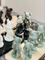 China Aesthetic Custom Marble Statue Marble BearBrick Statue Handcrafted For Luxury Home Decoration for sale