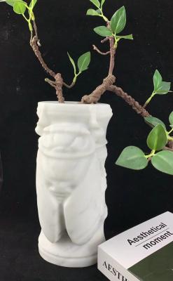 China White Stone Flower Vase Polished Decorative With Waterproof Liners for sale