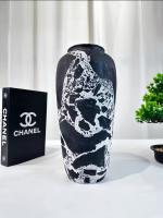 China Napoleon Black Stone Vase Black Marble Flower Vase Luxury Wear Resistant for sale