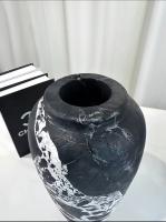 China Napoleon Black Stone Vase Black Marble Flower Vase Luxury Wear Resistant for sale