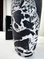 China Napoleon Black Stone Vase Black Marble Flower Vase Luxury Wear Resistant for sale