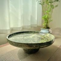 China Italian Green Round Marble Decorative Tray Beautiful Green Marble Serving Tray for sale