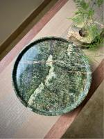 China Italian Green Round Marble Decorative Tray Beautiful Green Marble Serving Tray for sale