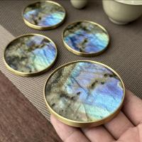 China Emerald Blue Marble Coasters Handcrafted Marble Round Coasters For Office Decoration for sale
