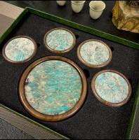 China Modern Luxury Round Marble Dish Round Marble Plate Natural Marble Tea Coaster Set for sale